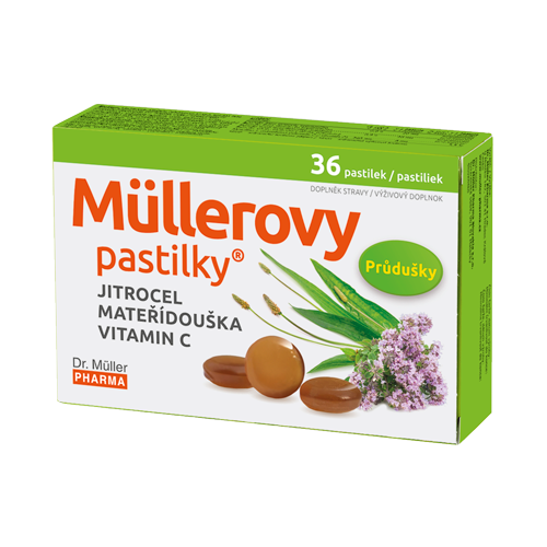 Müllerovy pastilky® jitrocel, mateřídouška, vitamin C, 36 ks,